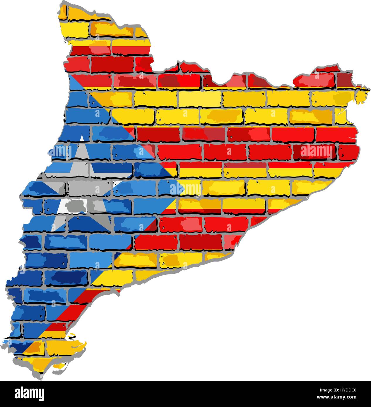 Il catalano mappa su un muro di mattoni - Illustrazione, Catalogna ...