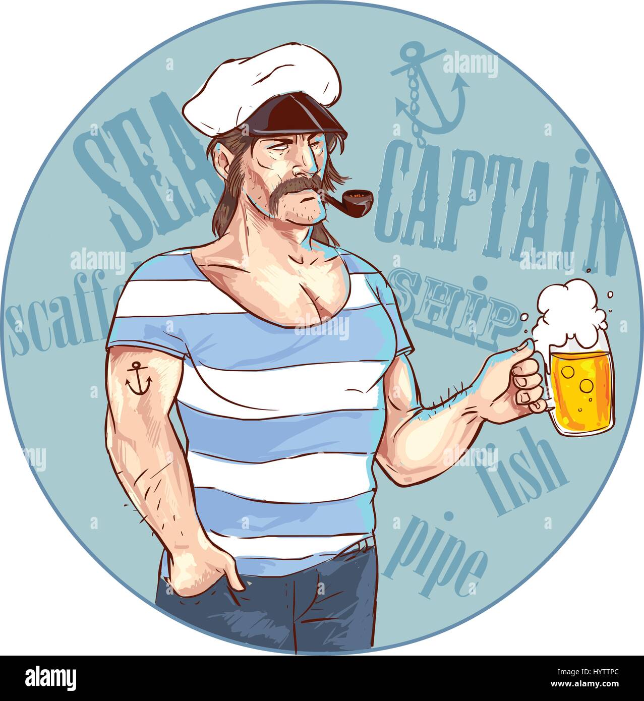 Illustrazione vettoriale di un marinaio logo design Immagine e ...