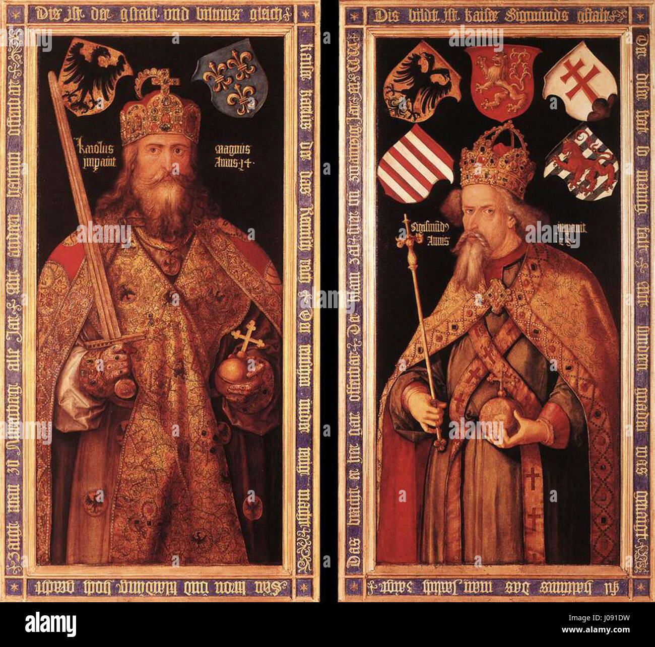 L'incisione di Albrecht Dürer "Imperatore Carlo Magno e Imperatore ...