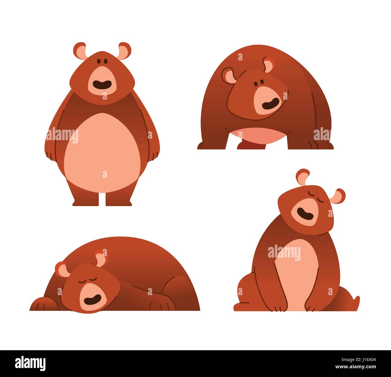 Orso - moderno vettore set di flat cartoon caratteri di origine animale ...