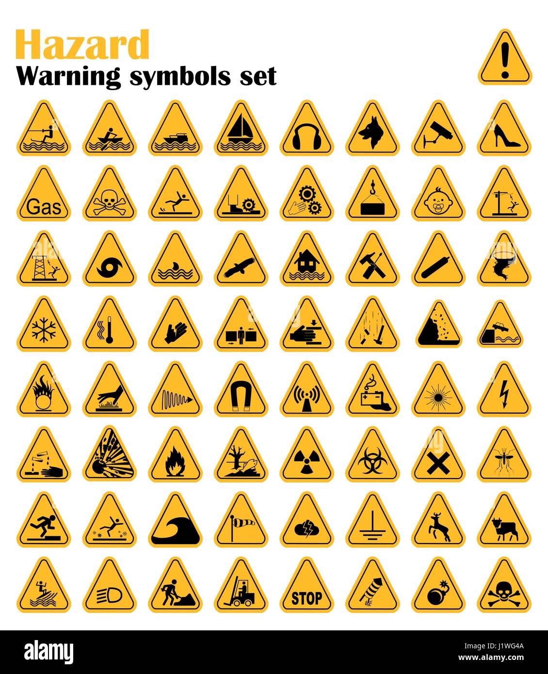 Avvertenza pericolo triangolo segni Set. Illustrazione Vettoriale ...