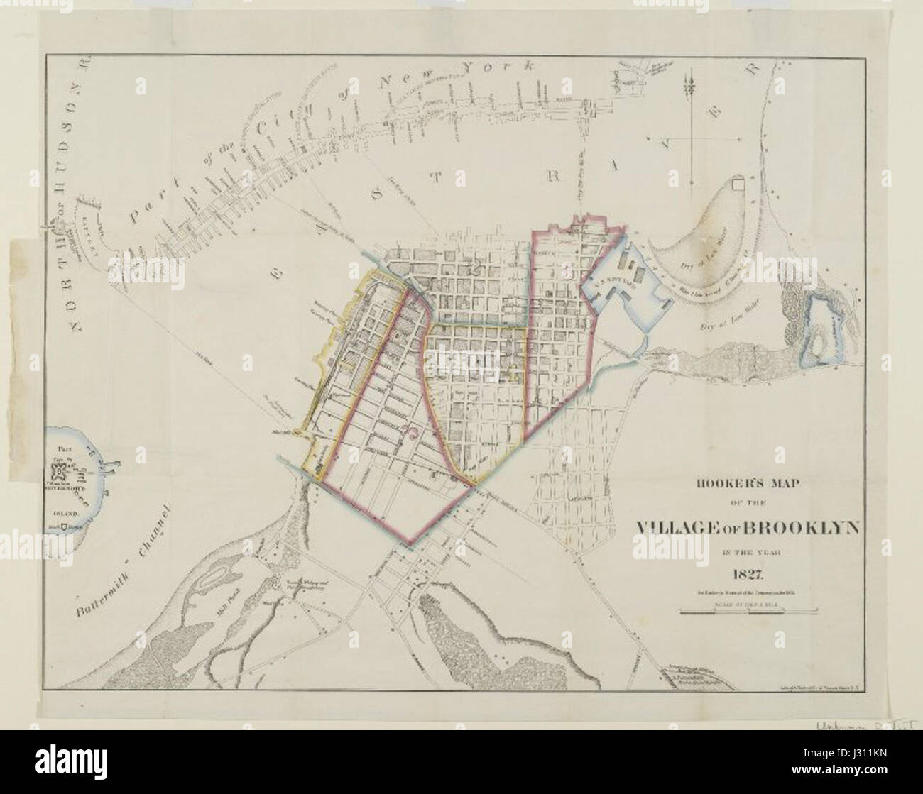 Mappa intitolata "Hooker's Map of the Village of Brooklyn ...