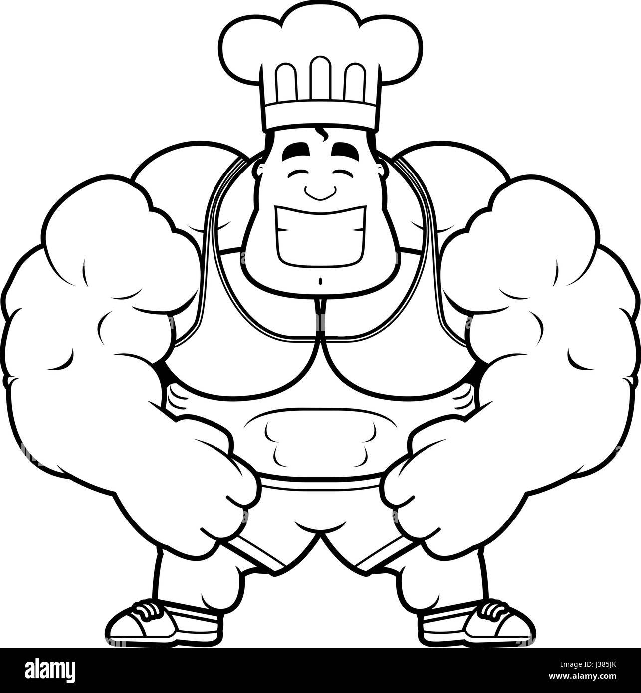 Bodybuilder flexing muscles cartoon Foto e Immagini Stock in Bianco e ...