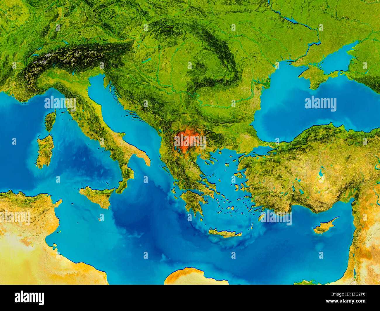 Macedonia mappa fisica immagini e fotografie stock ad alta risoluzione ...