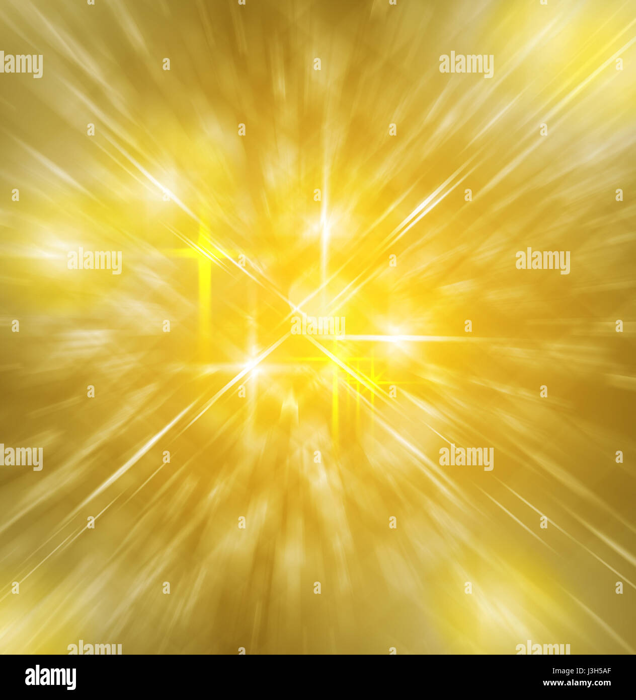 Sfondo di golden luce divina con croci e stelle Foto stock - Alamy