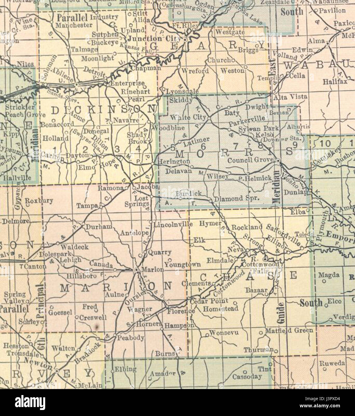 Antica mappa del kansas immagini e fotografie stock ad alta risoluzione ...