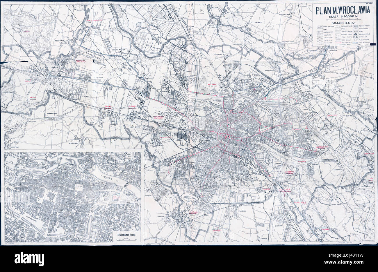 La mappa di Breslavia del 1947 riflette la struttura della città dopo ...
