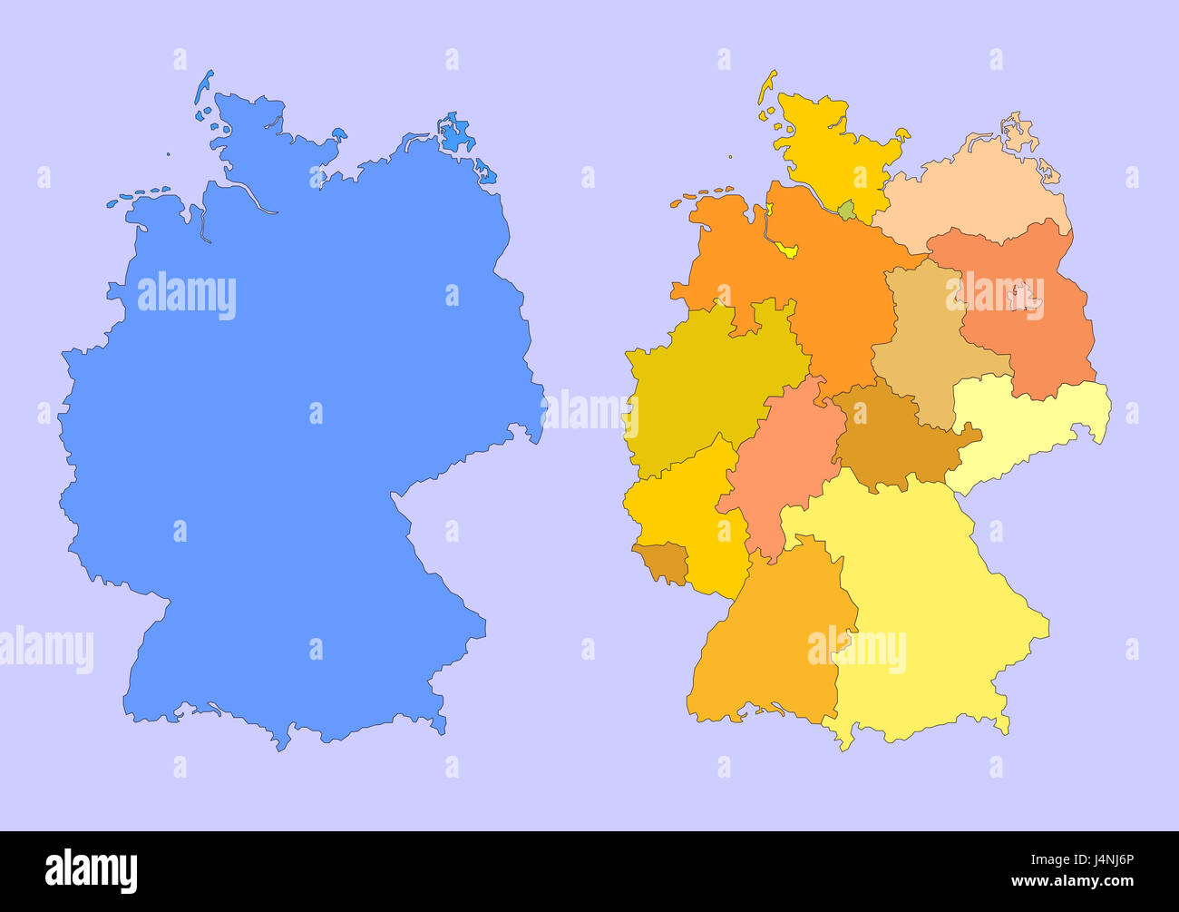 Carta geografica della germania con gli stati federali immagini e ...