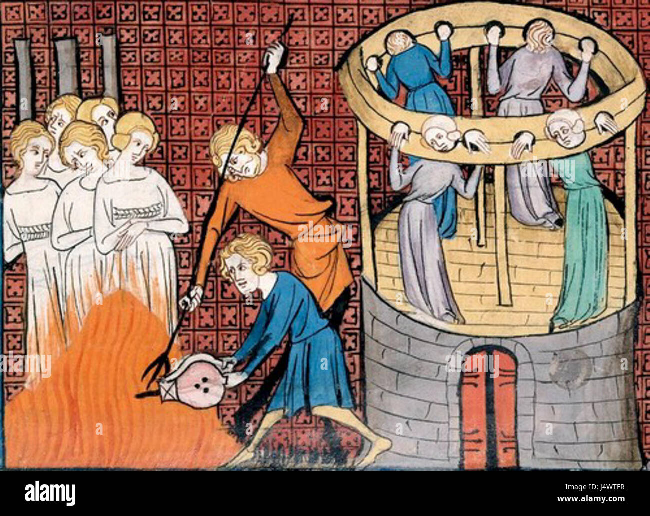 Torture e esecuzione delle Streghe nel medioevo in miniatura Foto stock ...