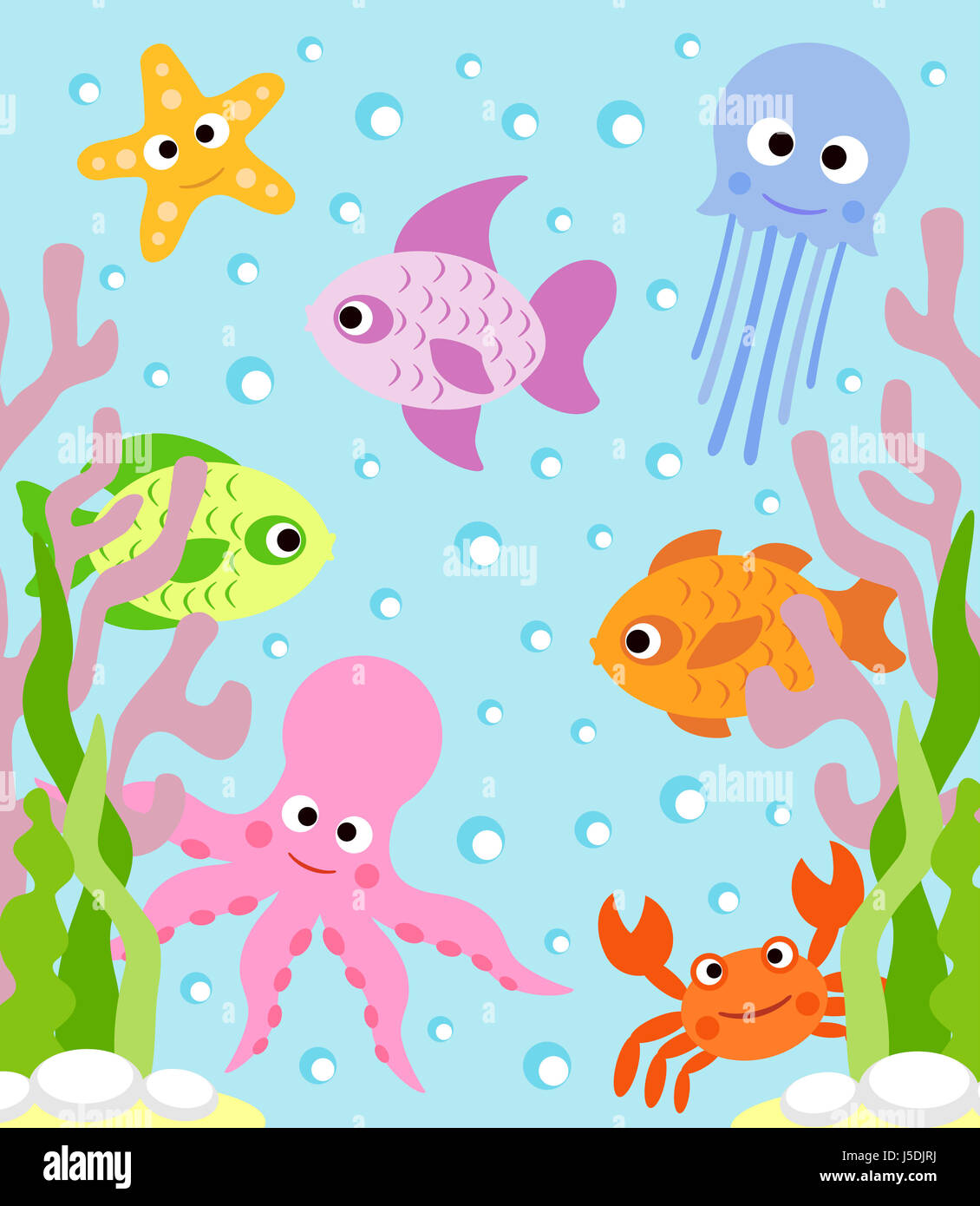Sfondo animali del mare scheda cartoon immagini e fotografie stock ad ...