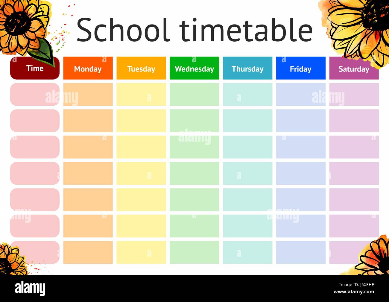 Vettore calendario scolastico, settimanale curriculum del modello di ...