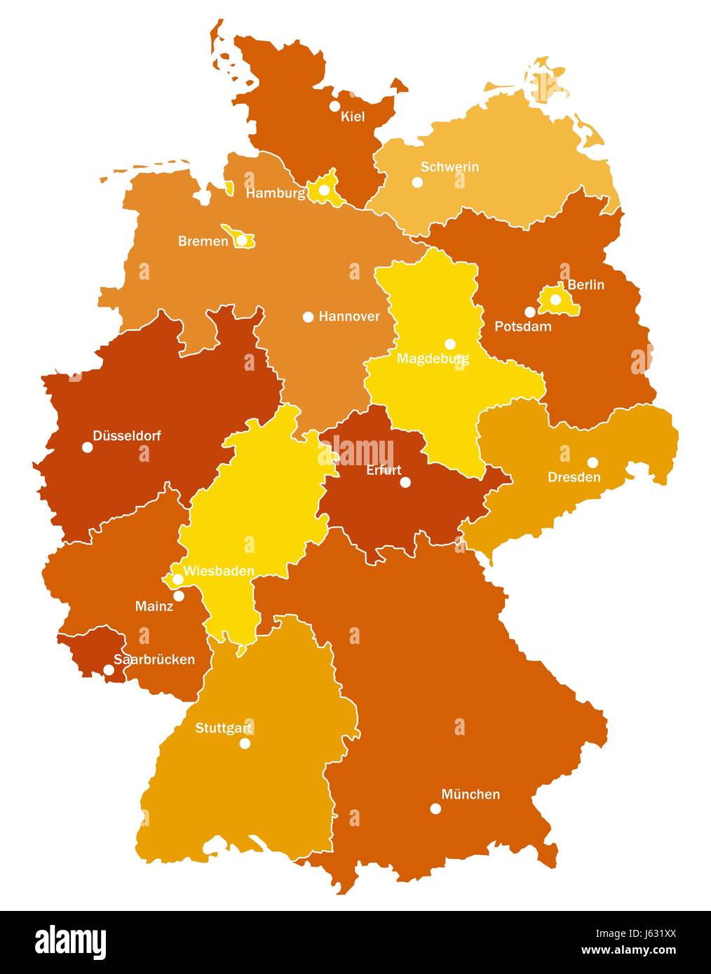 Città della Germania Repubblica federale tedesca membro mappa atlas ...