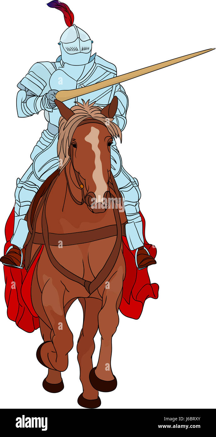 Cavallo isolato illustrazione cartoon disegnare cavaliere azzurro uomo ...