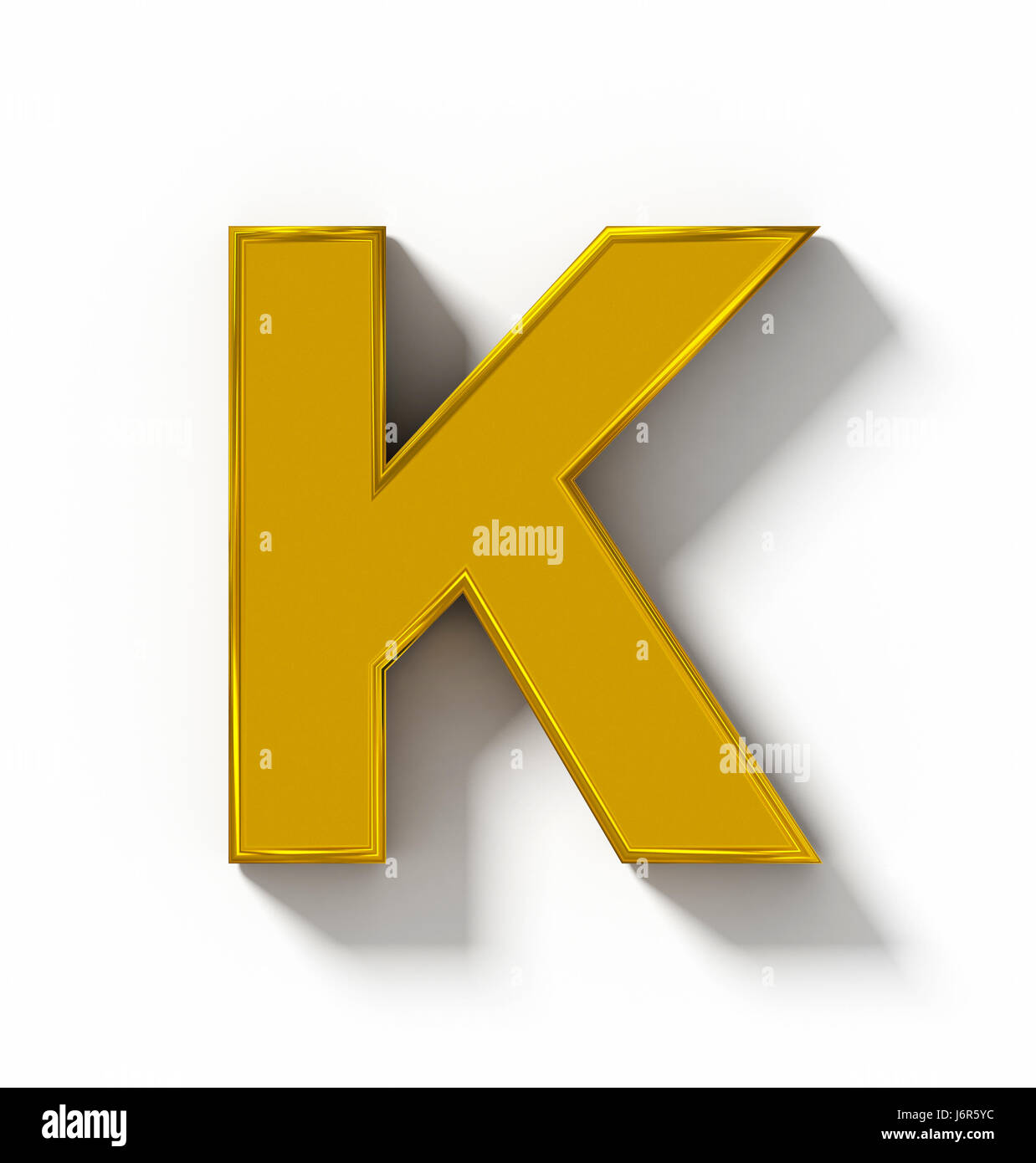 La lettera K 3D golden isolato su bianco con ombra - proiezione ...
