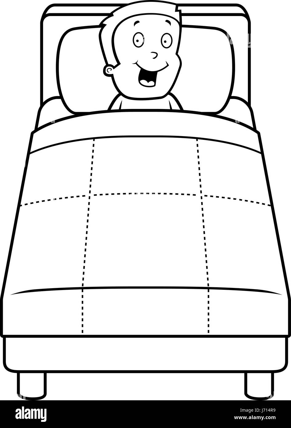 Un felice cartoon bambino pronto per andare a dormire Immagine e ...