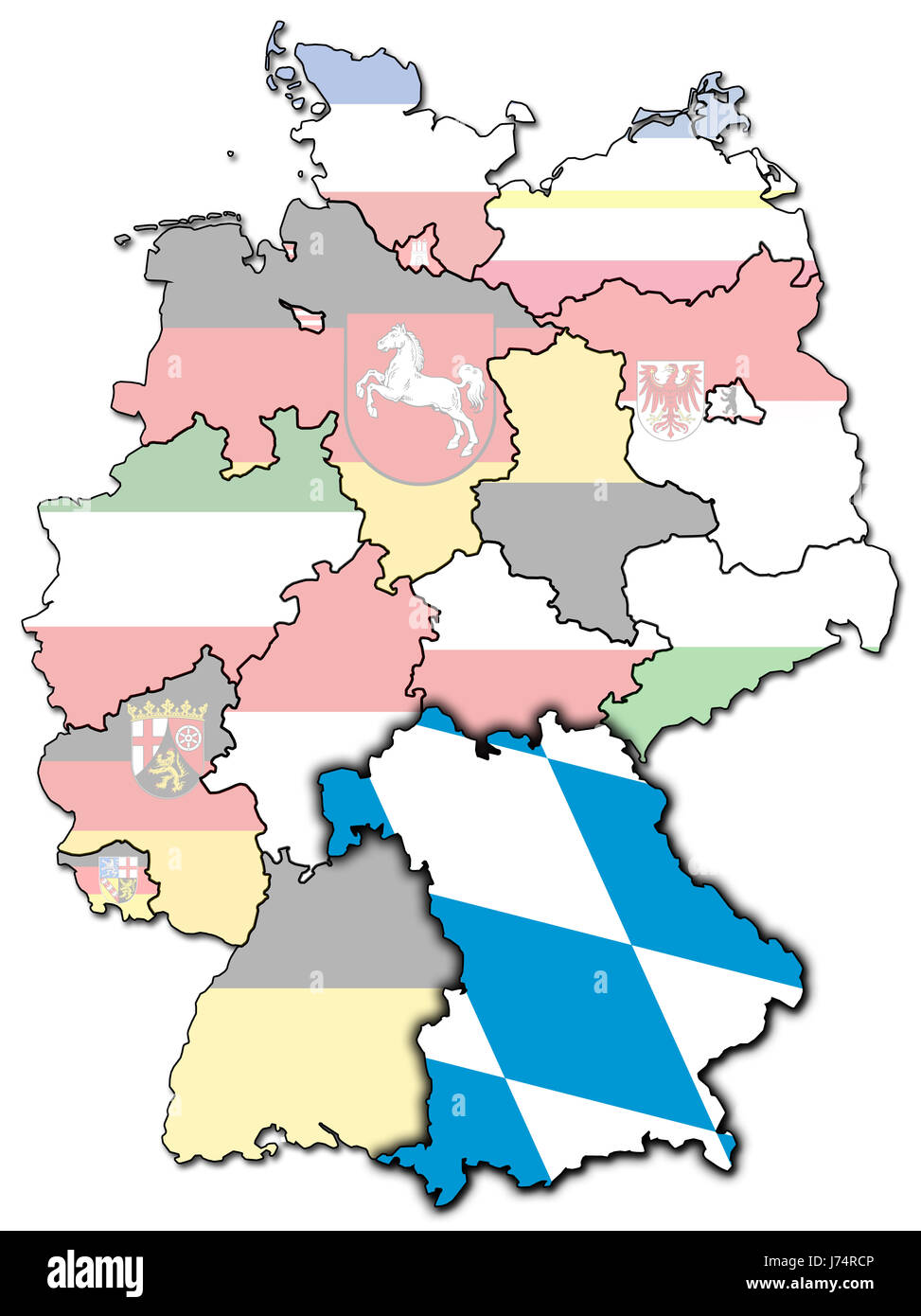 Baviera Germania Repubblica federale tedesca bandiera mappa atlas mappa ...