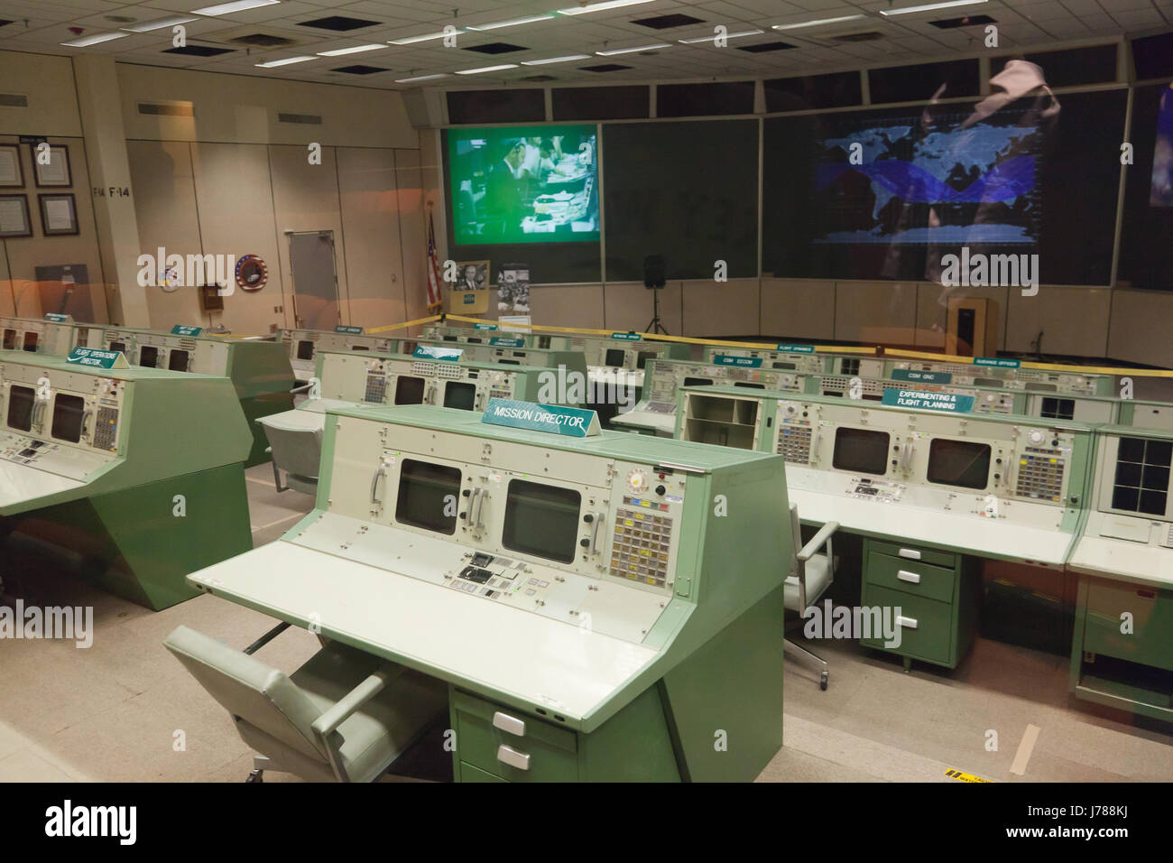 Apollo mission control room, NASA Johnson Space Center Houston, Texas ...