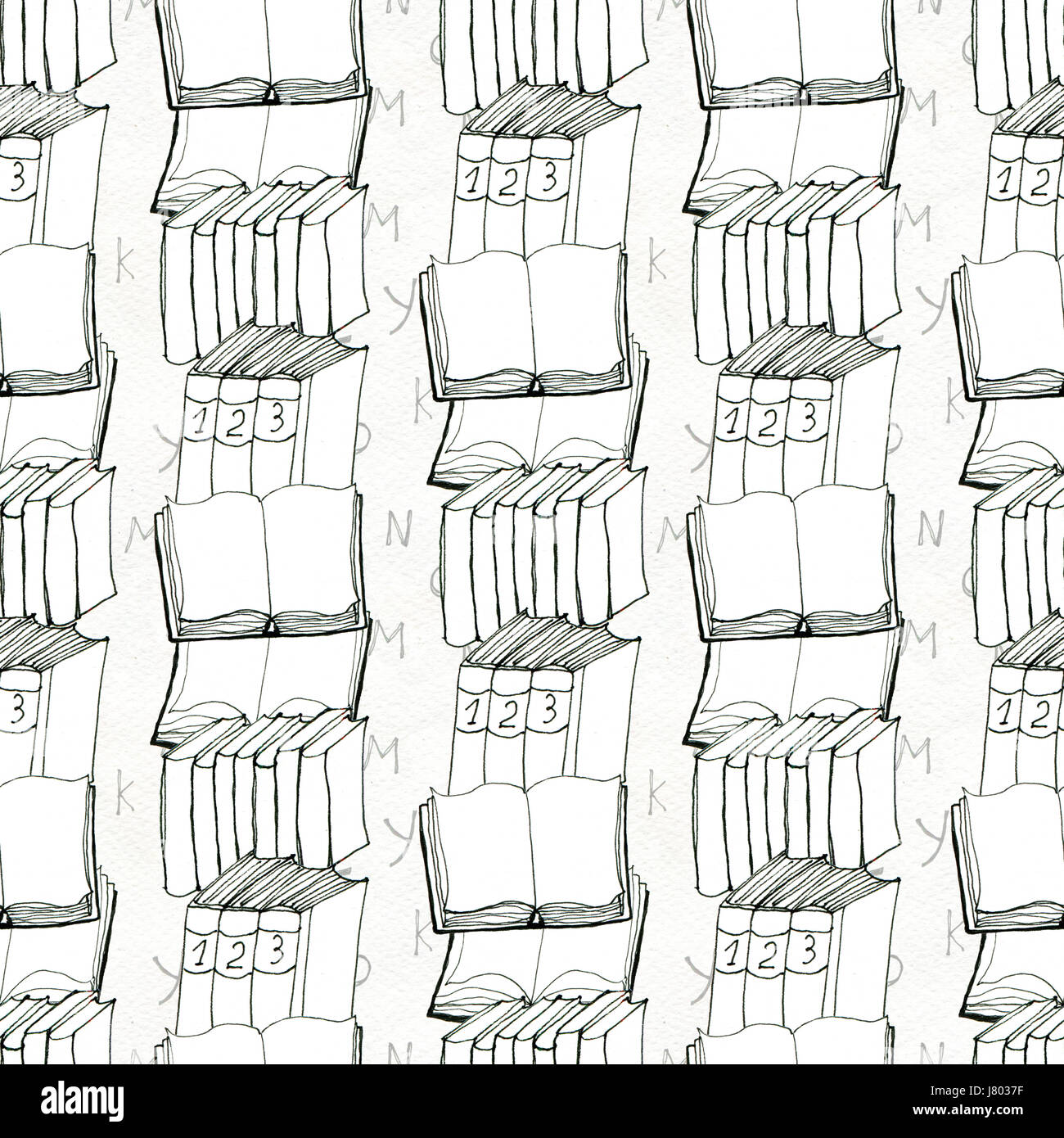 Seamless doodle pattern con i libri. Libreria disegnata a mano sketchy ...