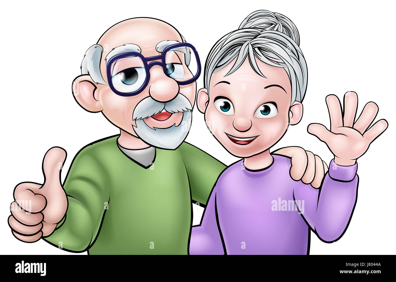 Senior i nonni anziani cartoon giovane Foto stock - Alamy