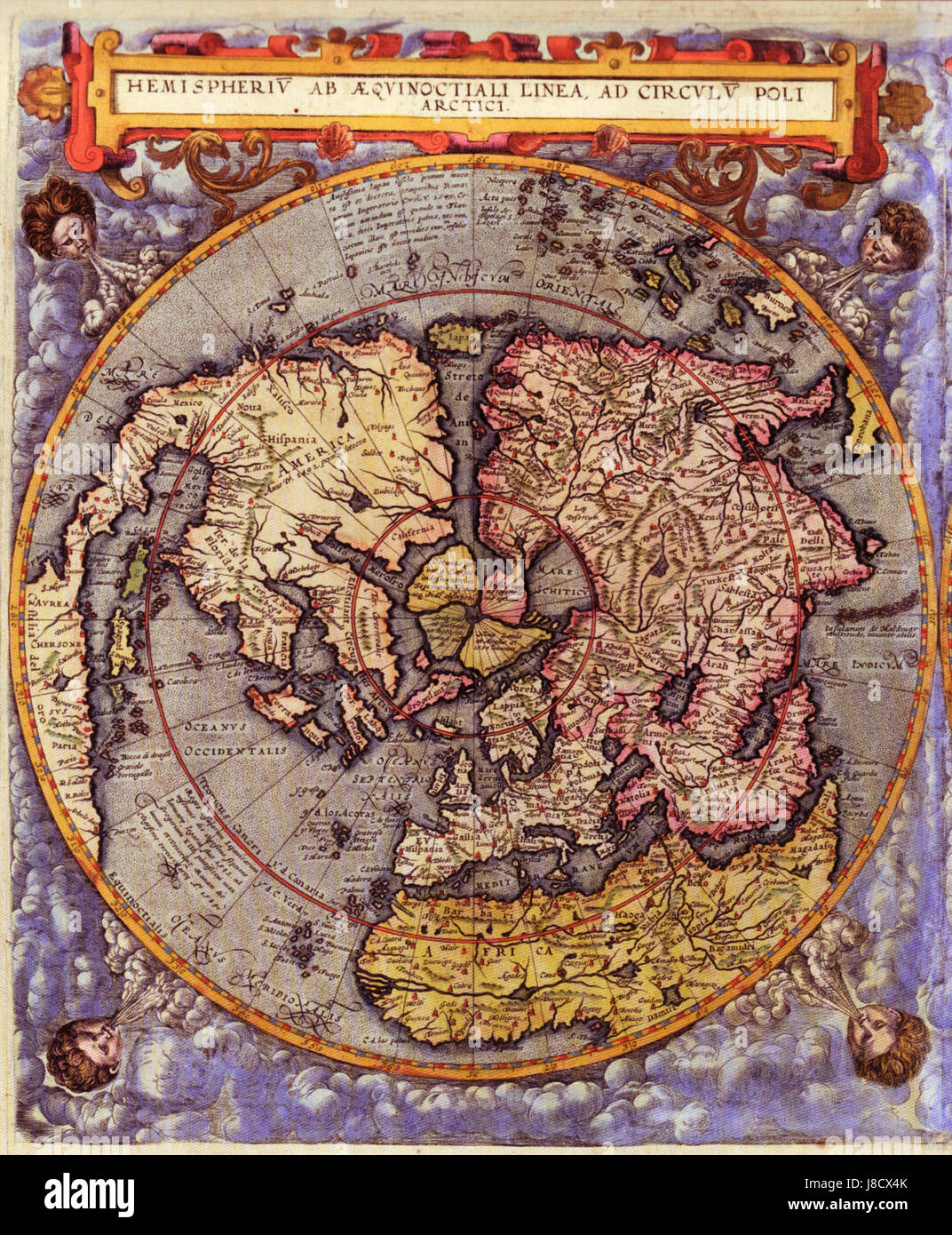 Gerard de Jode 1593 Mappa emisfero settentrionale Foto stock - Alamy