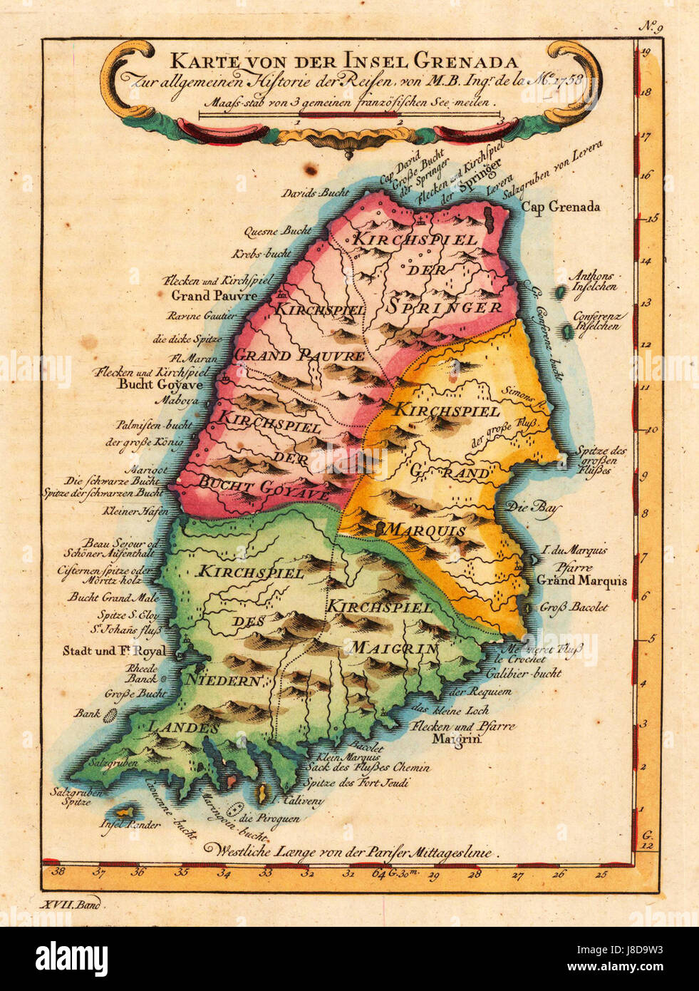 Mappa storica di grenada immagini e fotografie stock ad alta ...