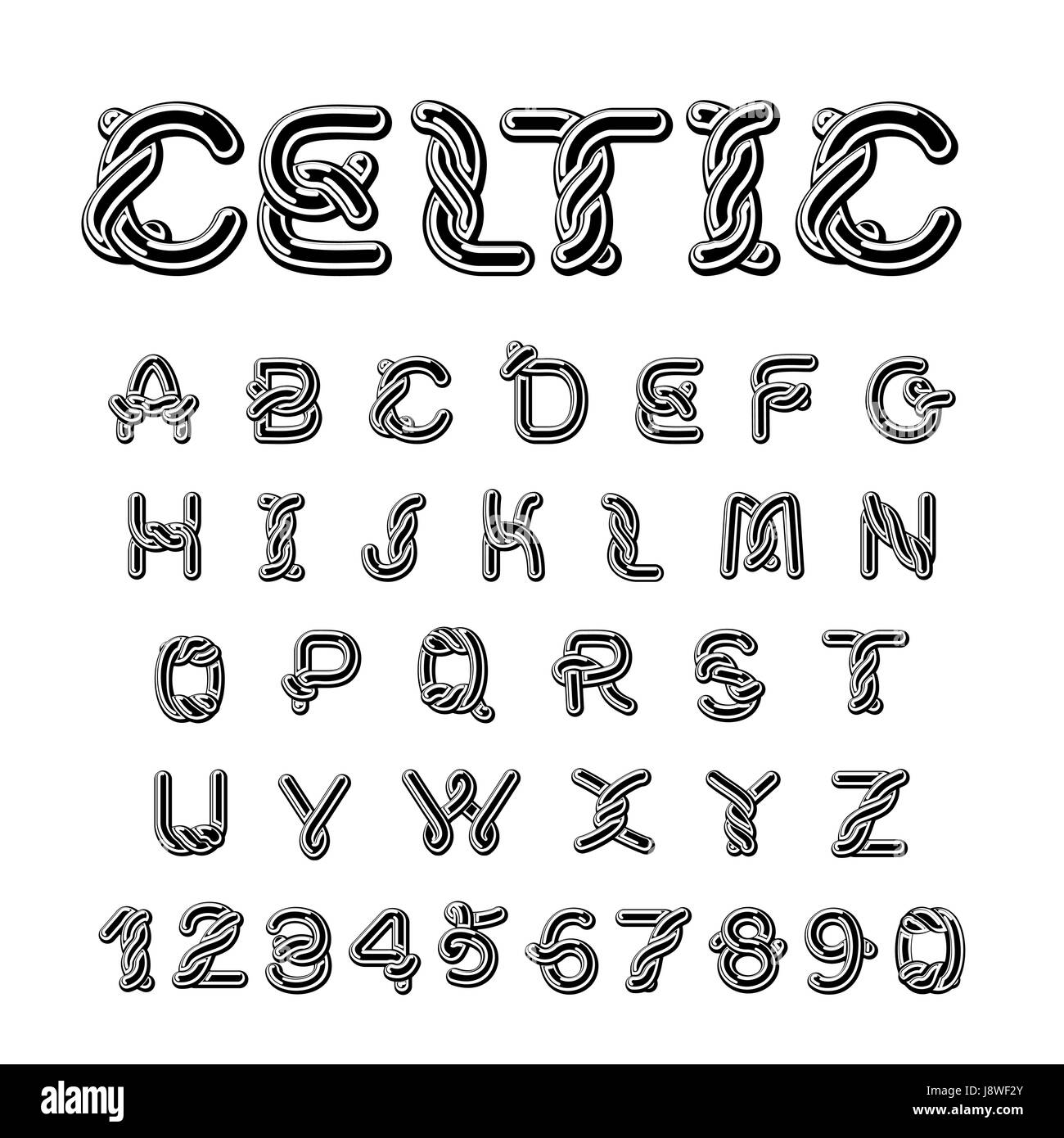 Celtic font. norse ornamento medievale ABC. Tradizionali di antichi ...