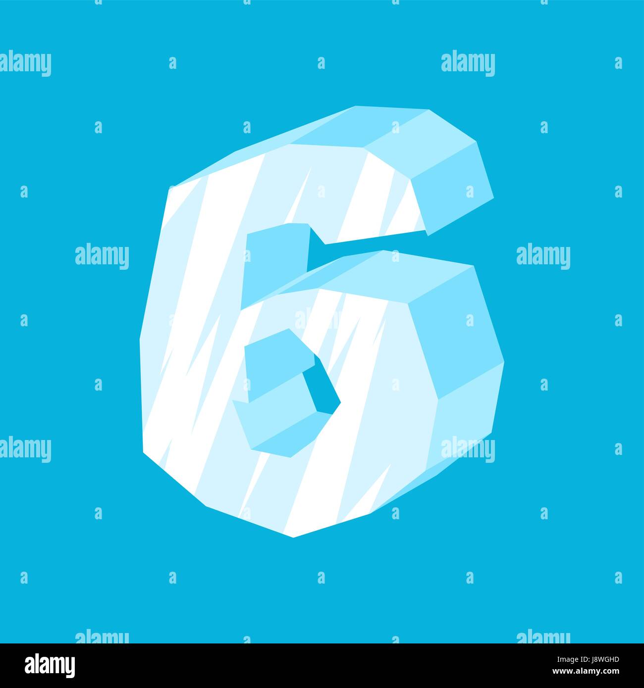 Il numero 6 del ghiaccio. Ghiaccioli font sei. Alfabeto congelati ...
