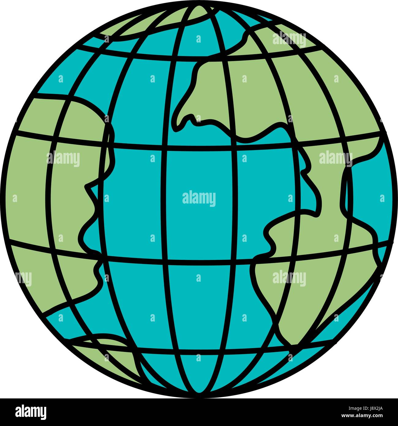 Silhouette colorato del globo terrestre con meridiani e paralleli ...