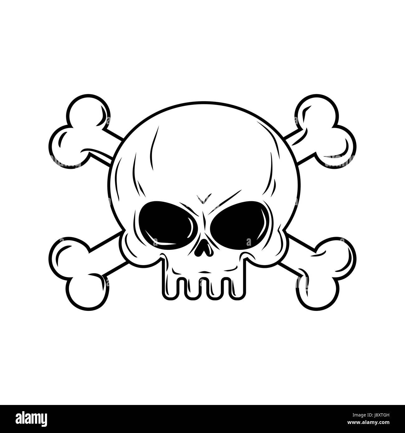 Cranio con ossa. I pirati segno illustrazione vettoriale. Scheletro di ...