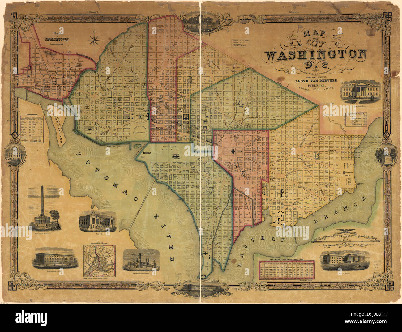 Mappa d'epoca di washington immagini e fotografie stock ad alta ...