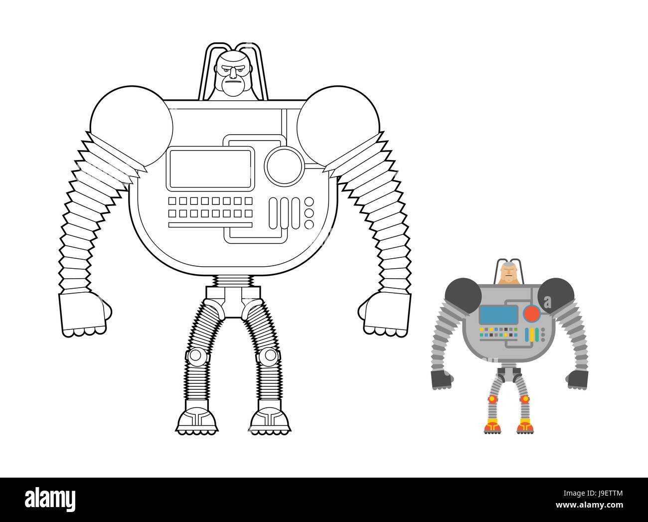 Guerriero Cyborg libro da colorare. Uomo Macchina dallo spazio esterno ...