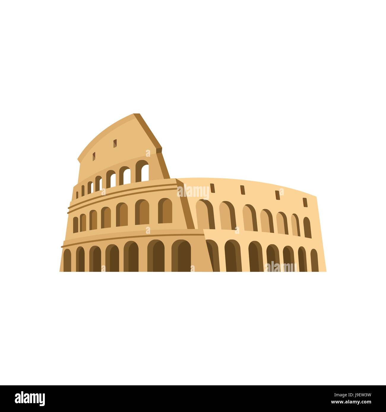 Colosseo a Roma su uno sfondo bianco. Italia distintiva architettura ...