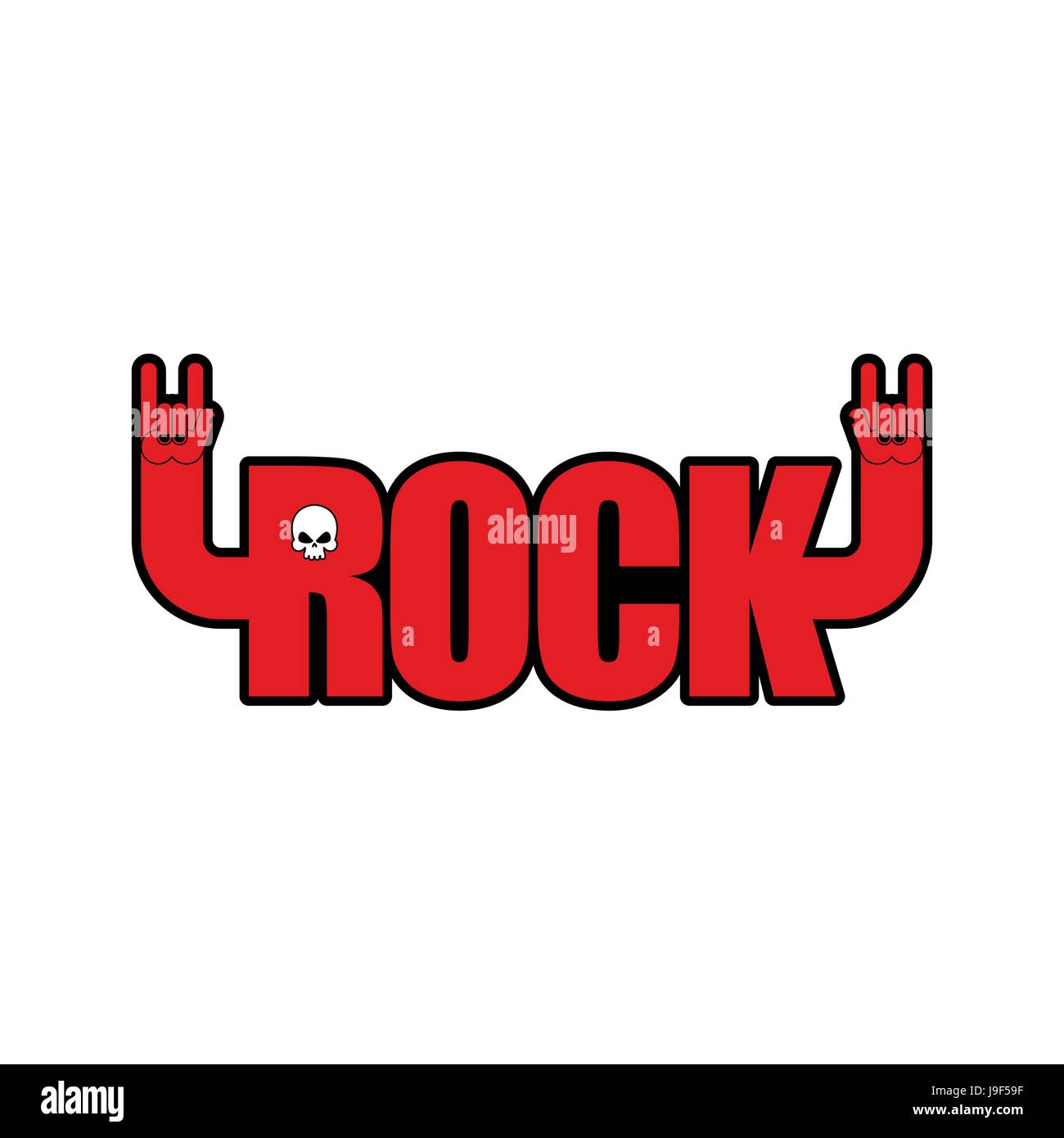 Rock simbolo Mano di musica. Rock and Roll emblema isolato Immagine e ...