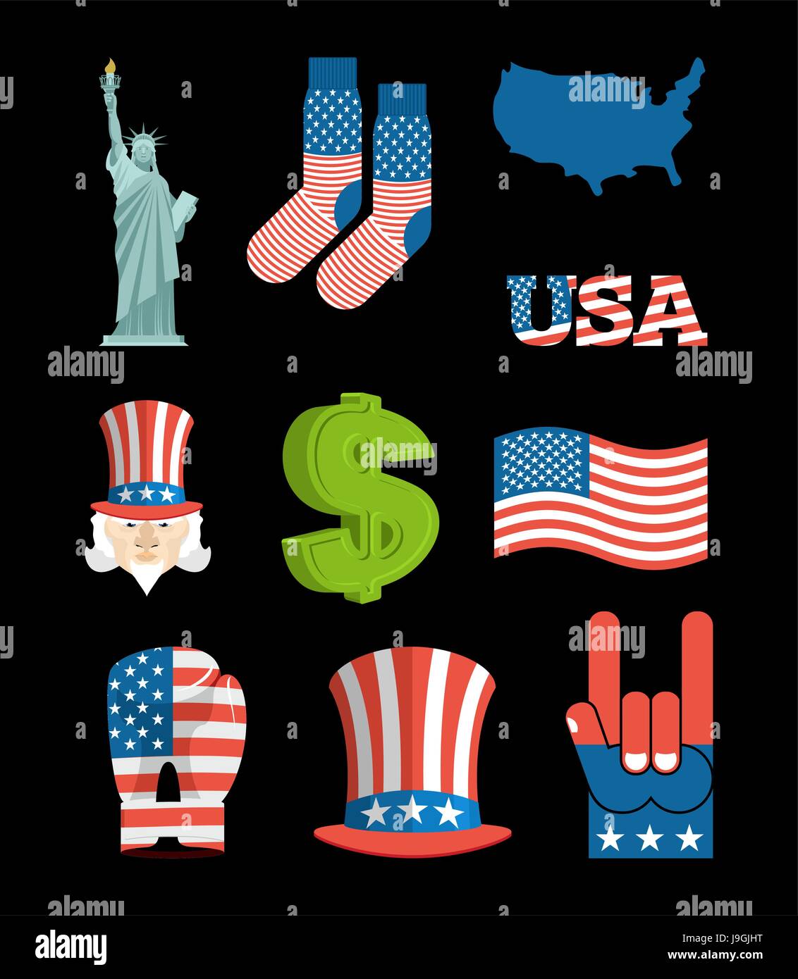 America set di simboli. USA Punto di riferimento nazionale. Membro ...
