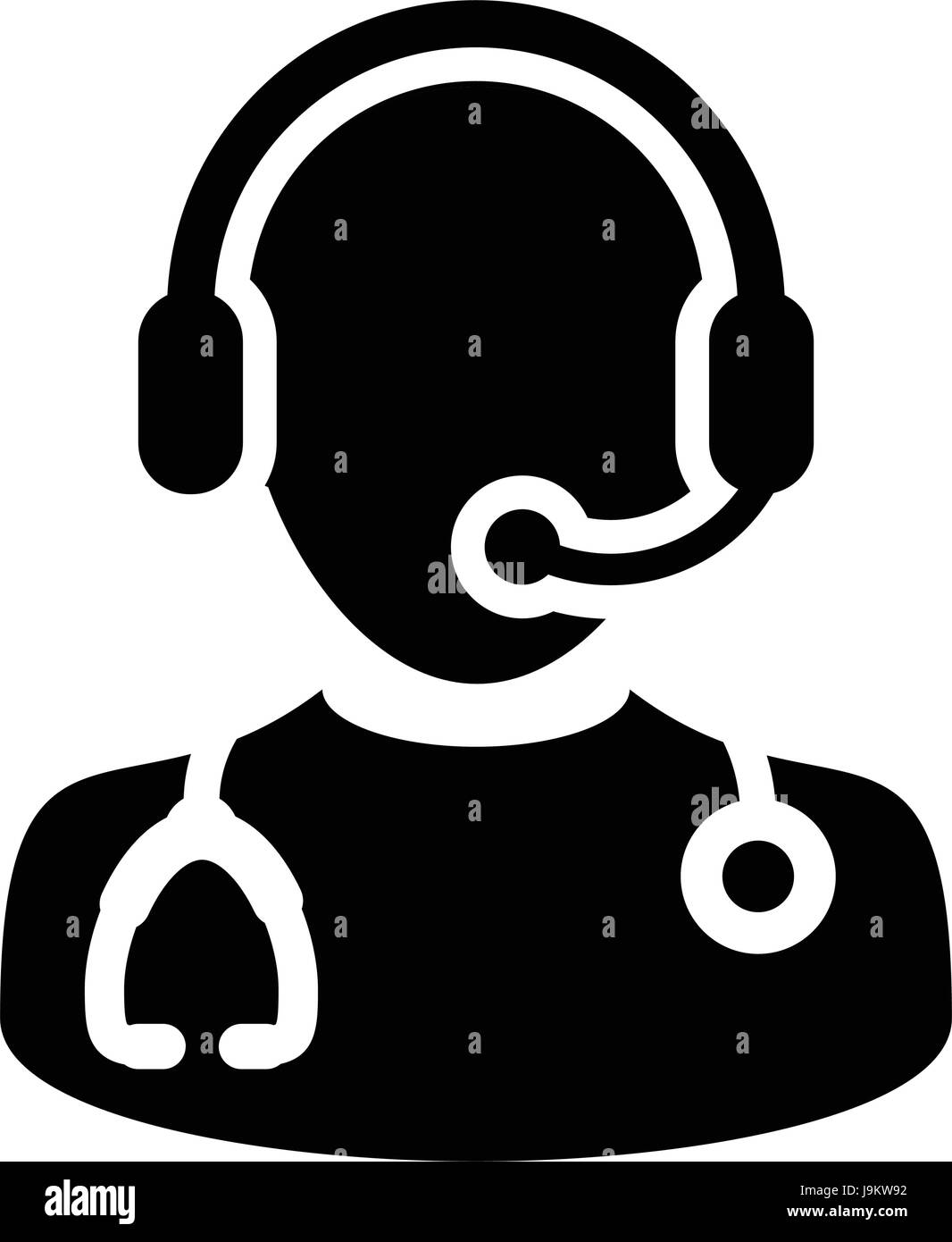 Medico icona simbolo con il supporto online di indossare le cuffie per ...