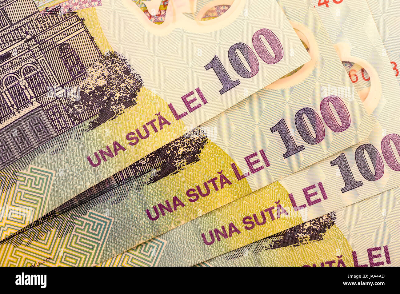 Leu romania romanian bank note immagini e fotografie stock ad alta ...