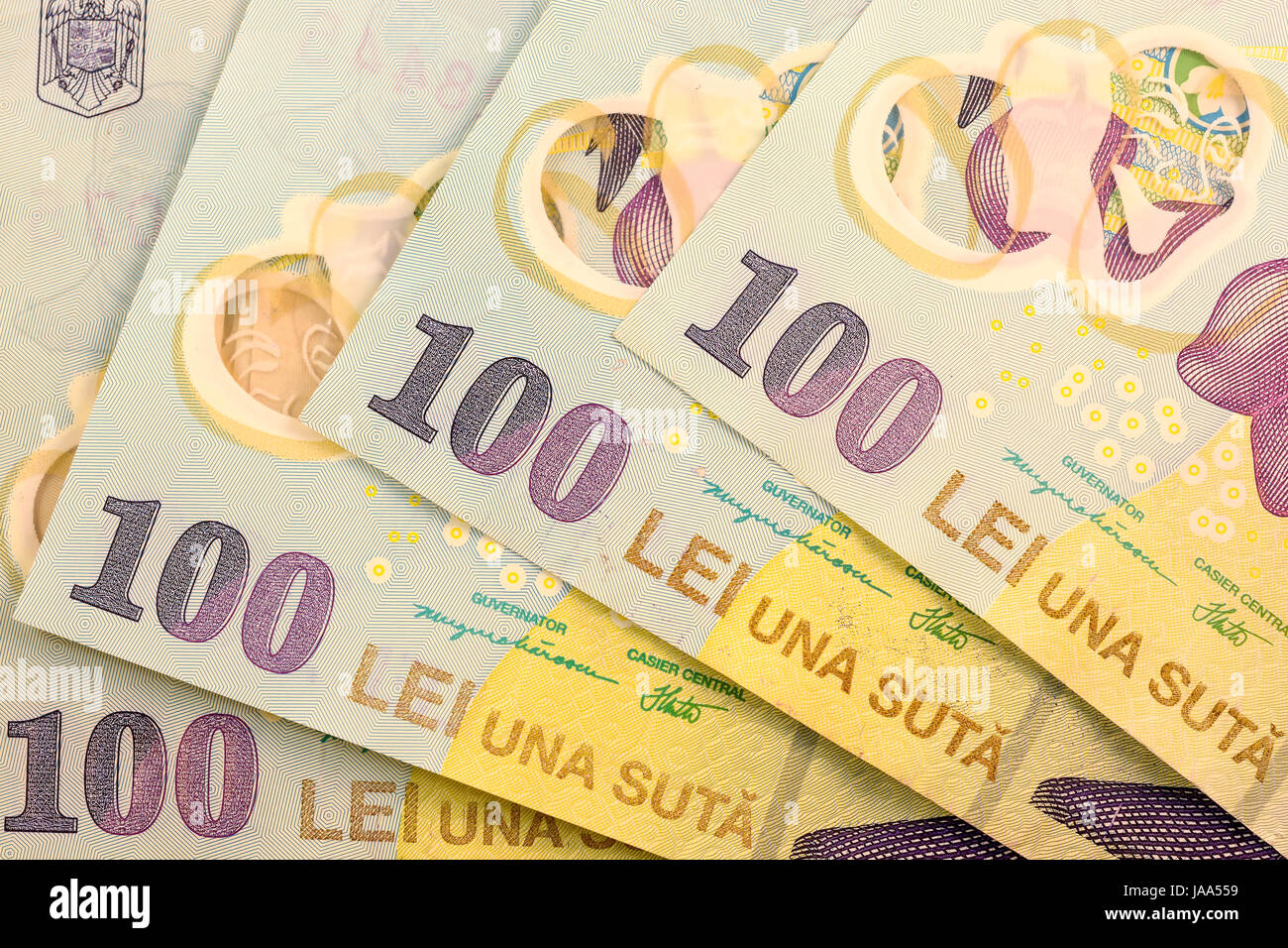 Leu romania romanian bank note immagini e fotografie stock ad alta ...