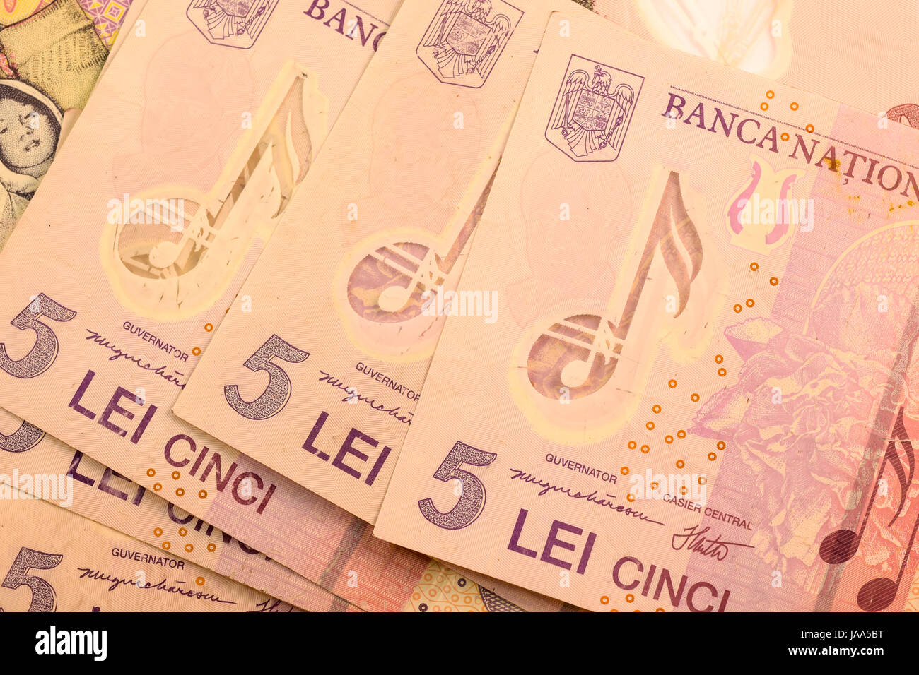 Leu romania romanian bank note immagini e fotografie stock ad alta ...