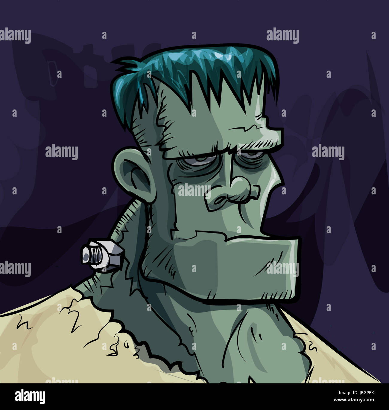 Cartoon mostro di Frankenstein testa su sfondo scuro Foto stock - Alamy