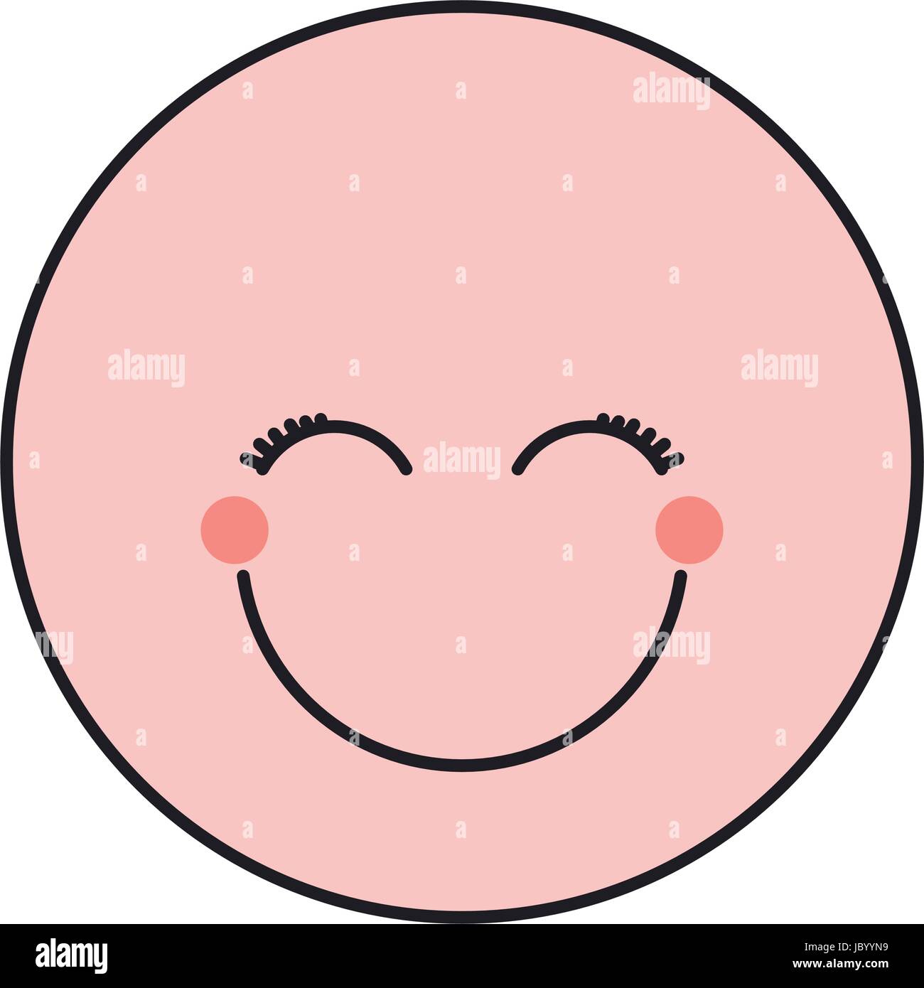 Silhouette blu faccia felice emoticon femmina con gli occhi chiusi ...