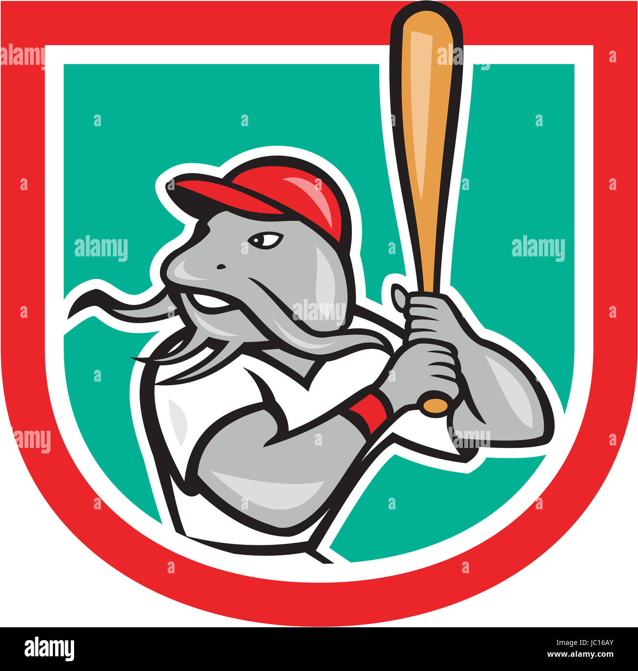 Illustrazione di un pesce gatto giocatore di baseball della pastella ...
