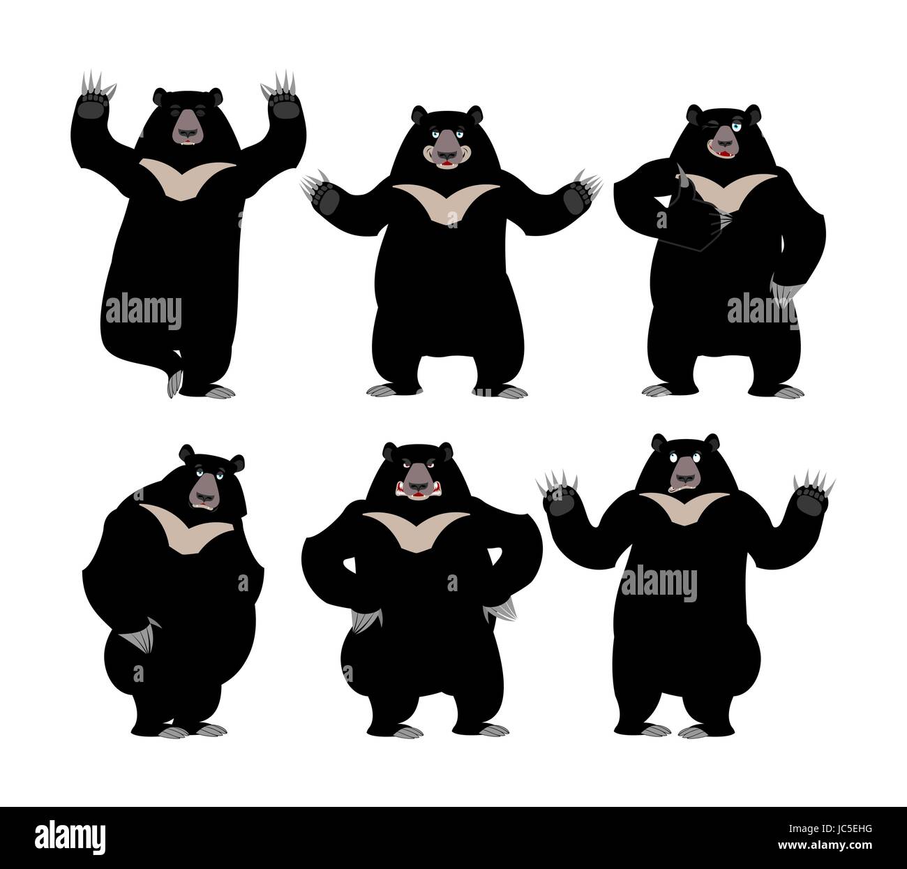 Orso himalayana impostare l'emozione e la postura. Allegro e arrabbiato ...