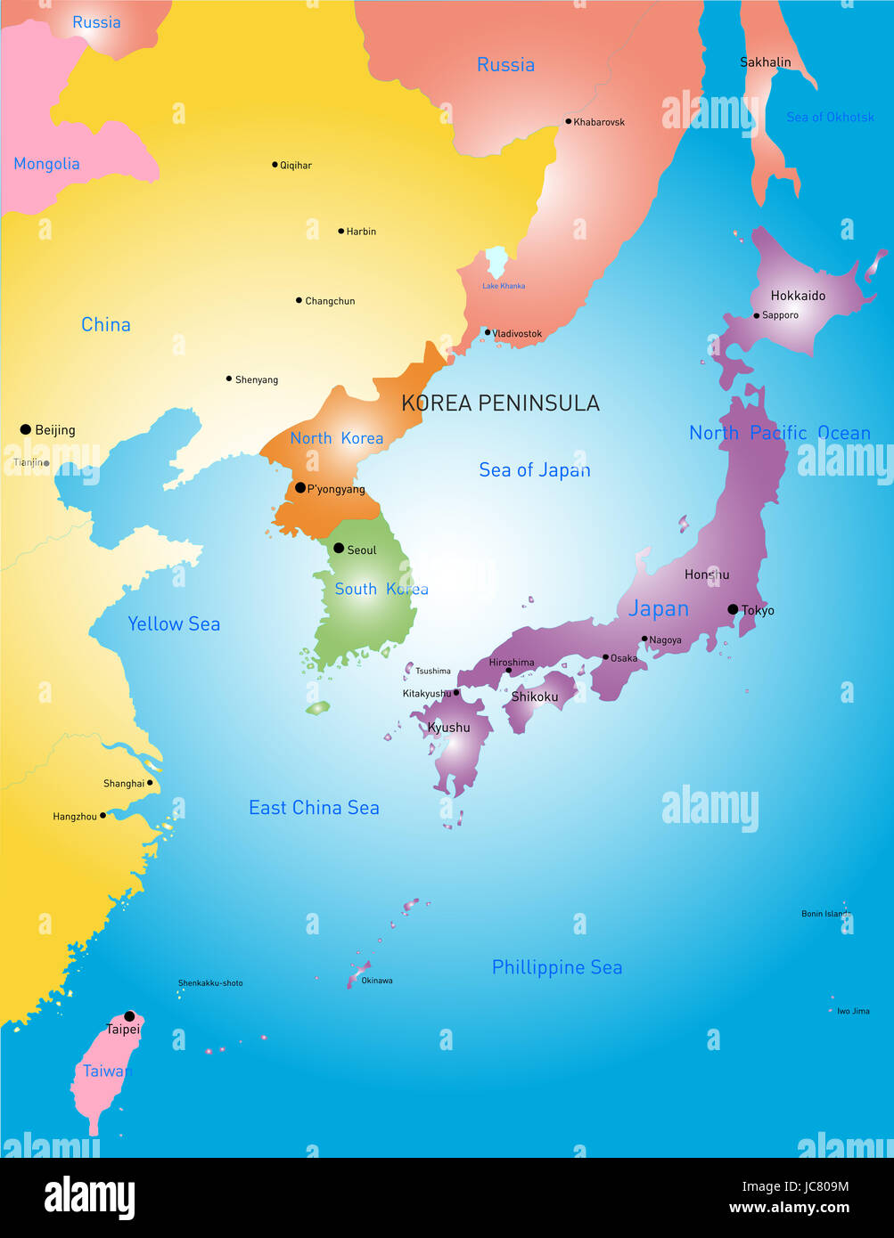 Mappa geografica coreana immagini e fotografie stock ad alta ...