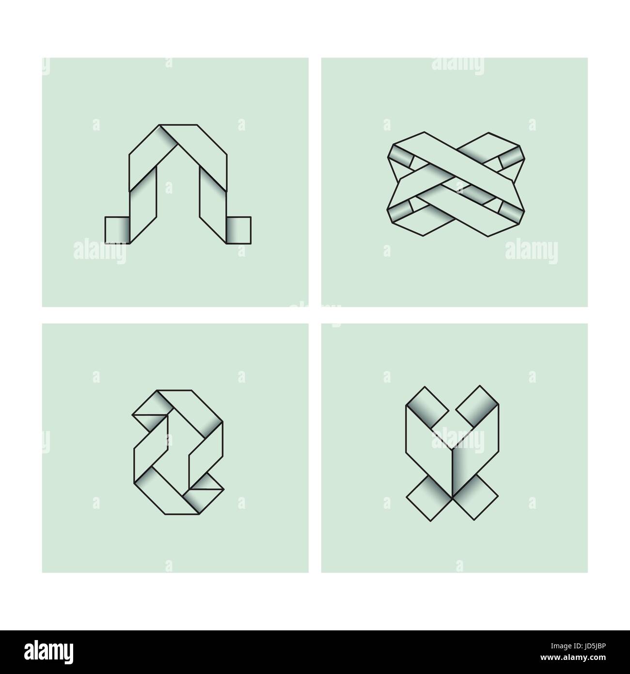 Set di simboli e forme. Le icone alla moda e logotipi. Segni aziendali ...