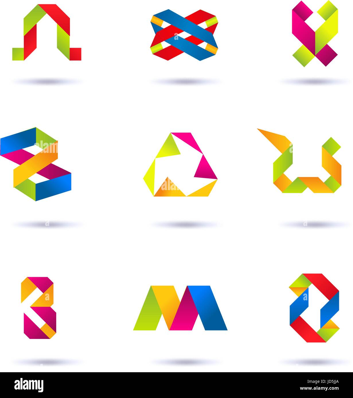 Set di simboli e forme. Le icone alla moda e logotipi. Segni aziendali ...