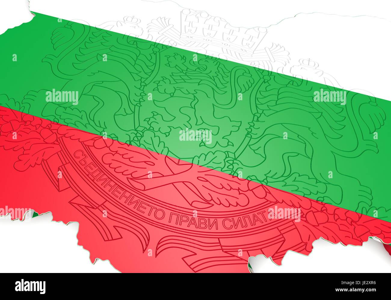 Mappa 3D illustrazione della Bulgaria con bandiera e stemma Foto stock ...