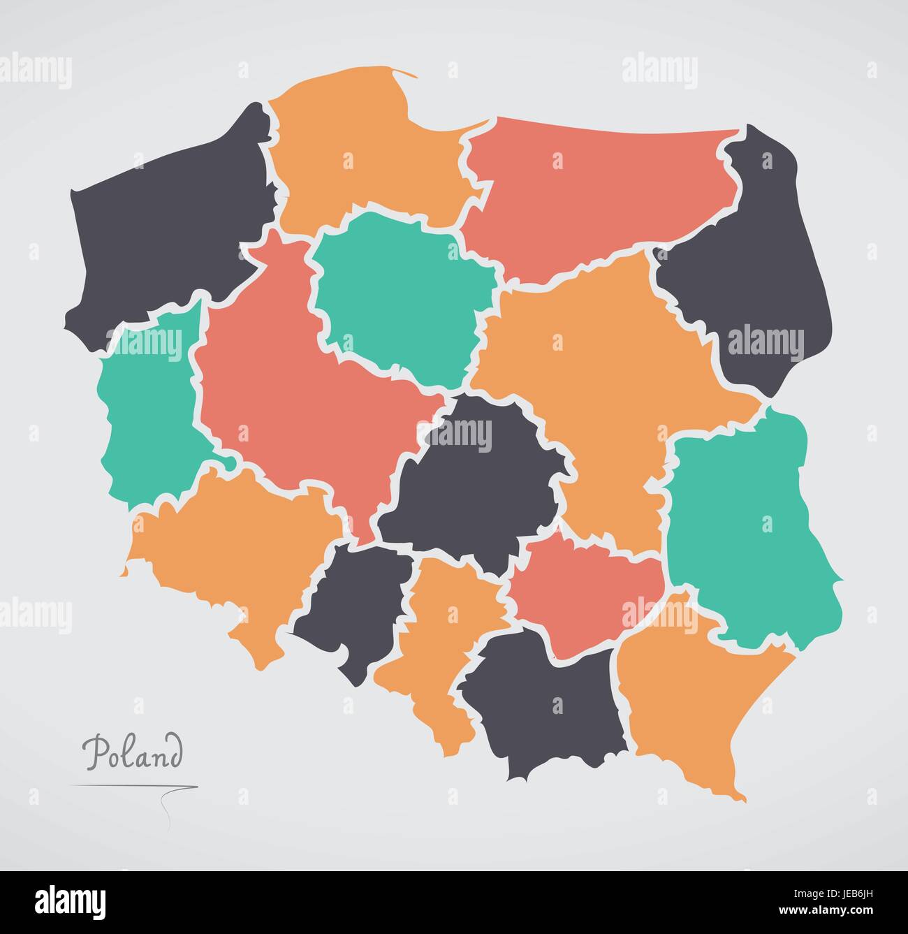 Mappa dei confini della polonia Immagini Vettoriali Stock - Alamy