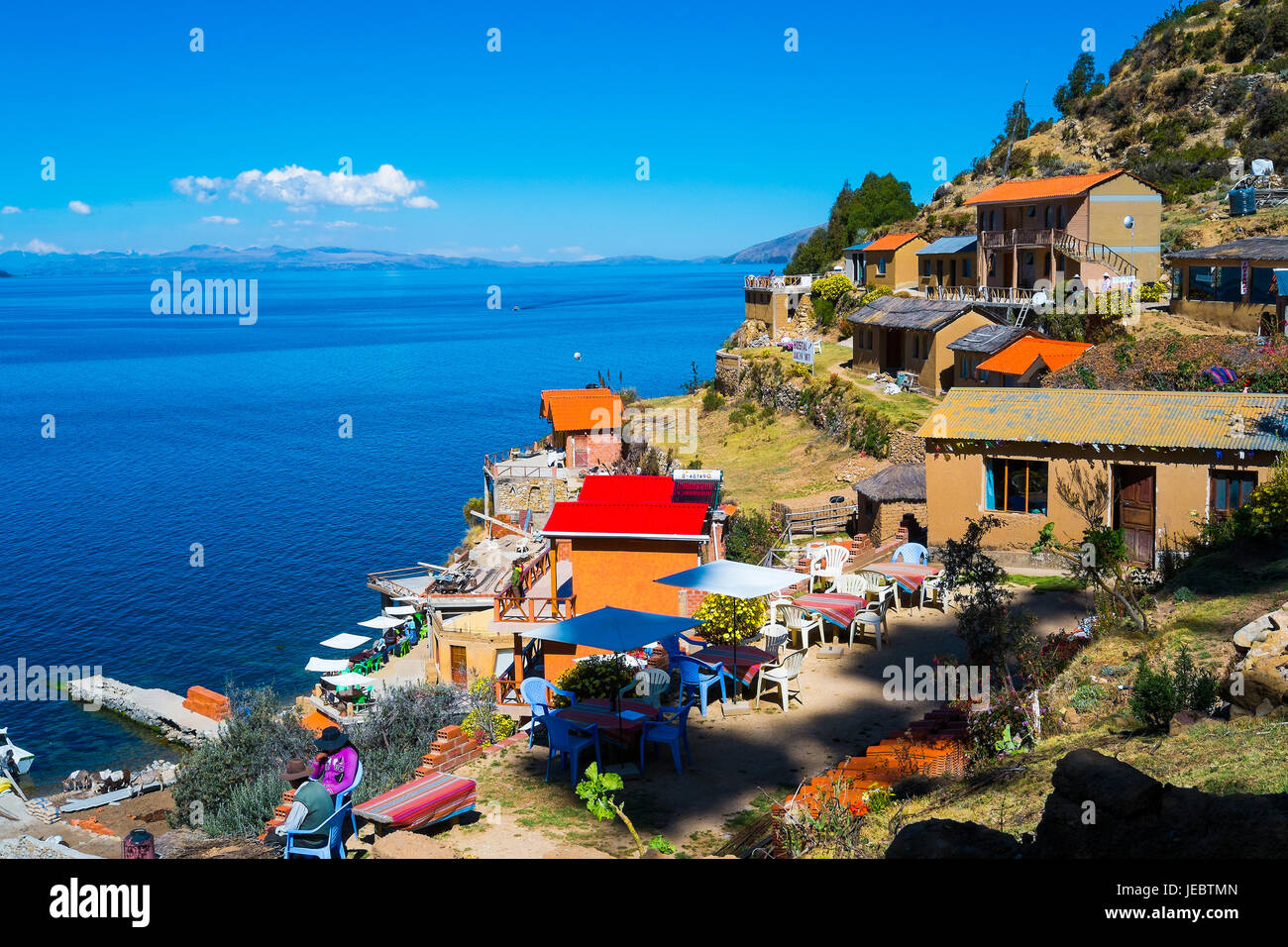 Villaggio di Yumani su Isla del Sol, il lago Titicaca, Bolivia Foto ...