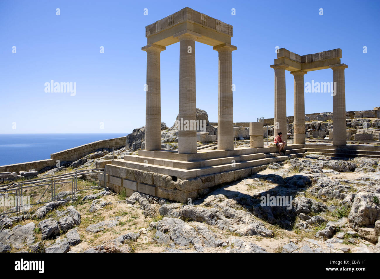 La Grecia, Rodi, Acropoli di Lindos, tempio, Athena sul tempio di ...