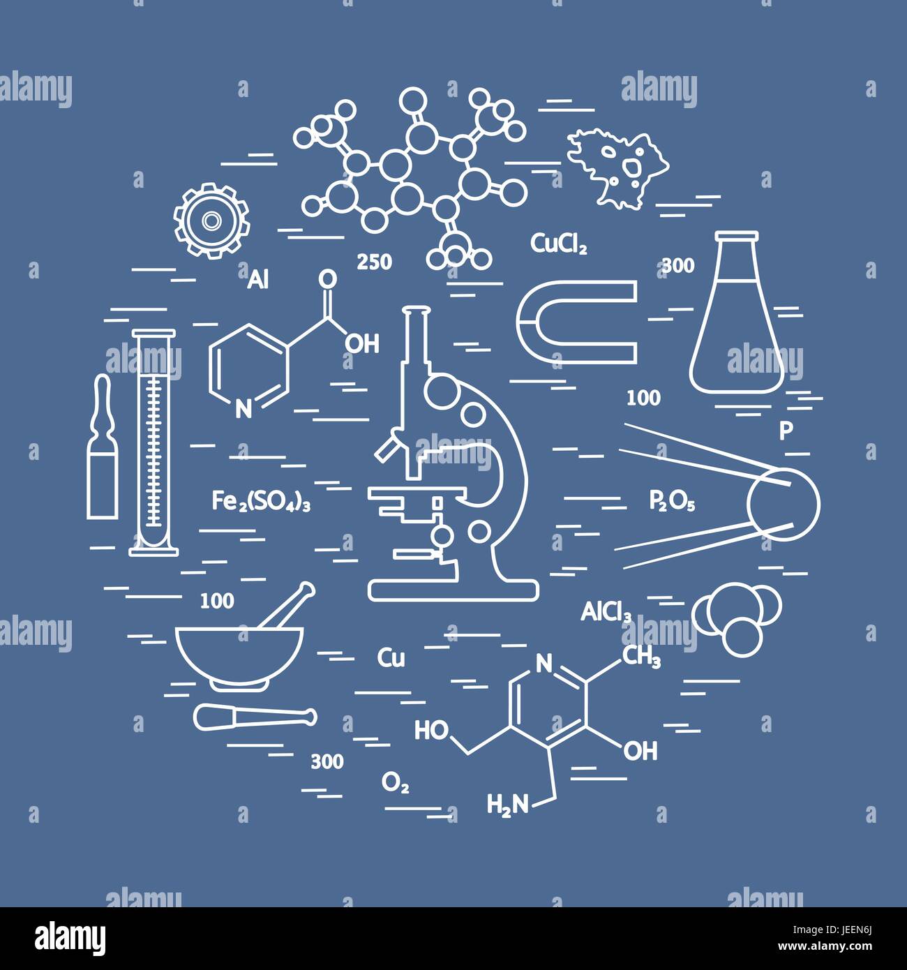 Stilizzato icona vettore di varietà scientifico, istruzione elementi ...